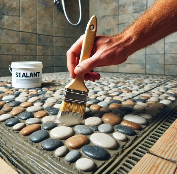 How to Grout Pebble Tile Shower Floor: Simple Step-by-Step Guide — My ...