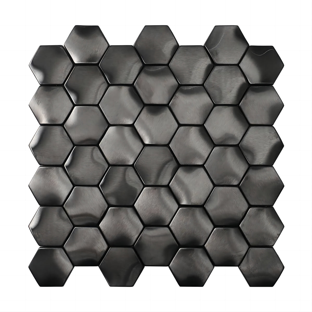 3D Black Metal Brushed Stainless Steel Hexagon Mosaic Wall Tile Backsp ...