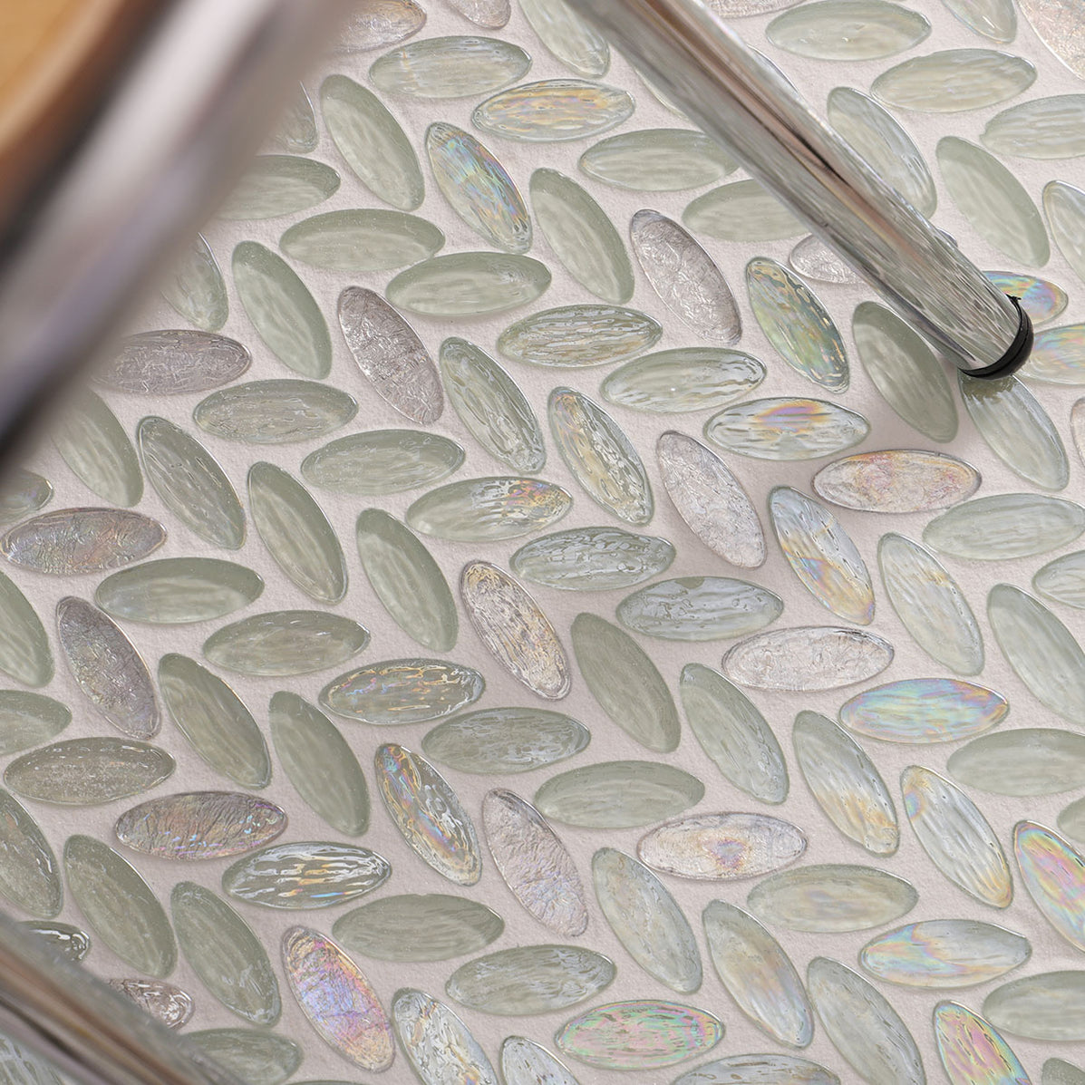 Oval Herringbone Stained Glass Parquet Mosaic Kitchen Backsplash Bathr ...