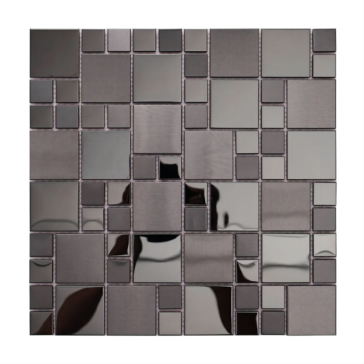 Brushed Matte Mix Glossy Black Metal Stainless Steel Mosaic Wall Tile ...