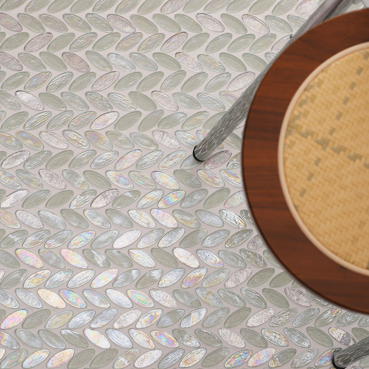 Oval Herringbone Stained Glass Parquet Mosaic Kitchen Backsplash Bathr ...