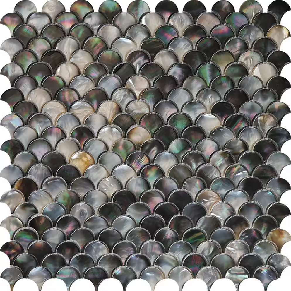 Black Lip Fish Scale Shell Mosaic Mother of Pearl Tile Kitchen Backspl ...