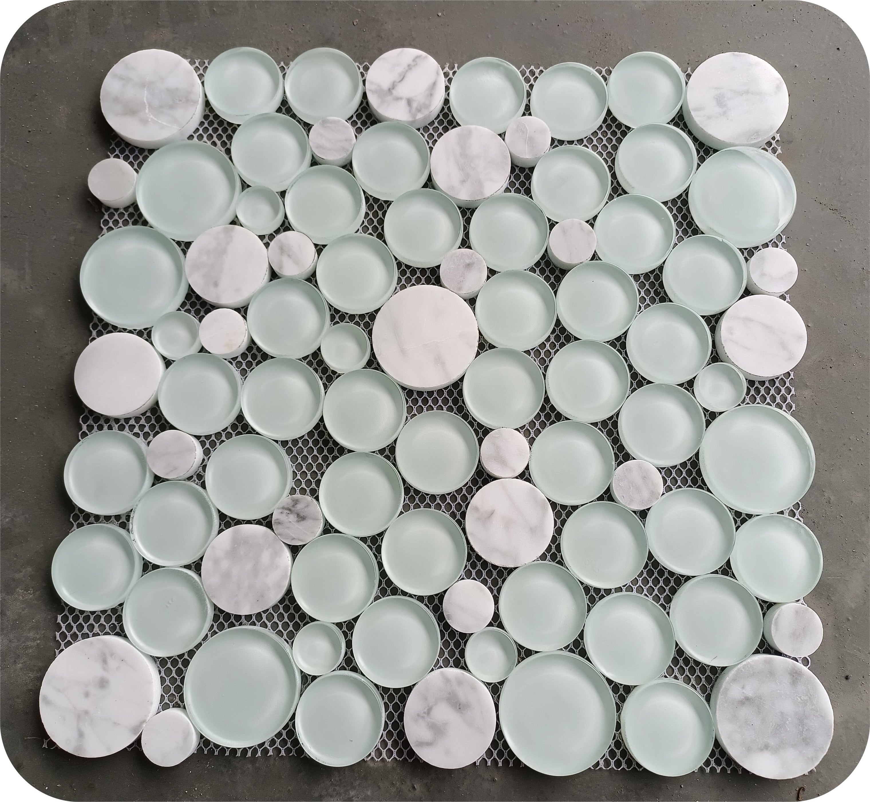 Penny Round Cloud Bubble Random Mixed Mint Green Glass White Marble St ...