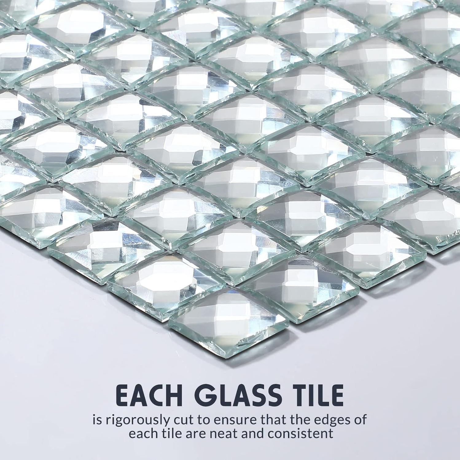 13 Edges Clear Mirror Mosaic Tiles Beveled Crystal Diamond Shining Gla ...