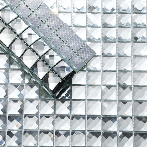 13 Edges Clear Mirror Mosaic Tiles Beveled Crystal Diamond Shining Gla ...