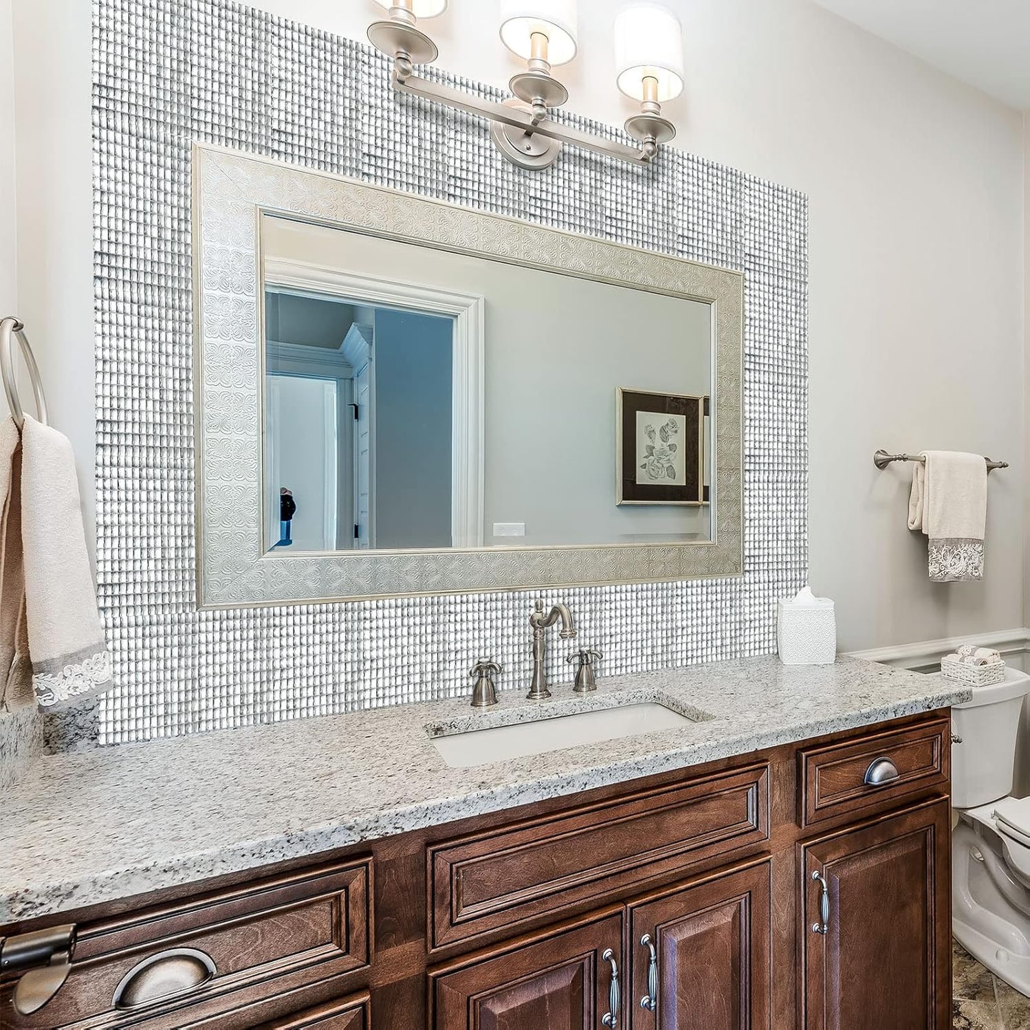 13 Edges Clear Mirror Mosaic Tiles Beveled Crystal Diamond Shining Gla ...