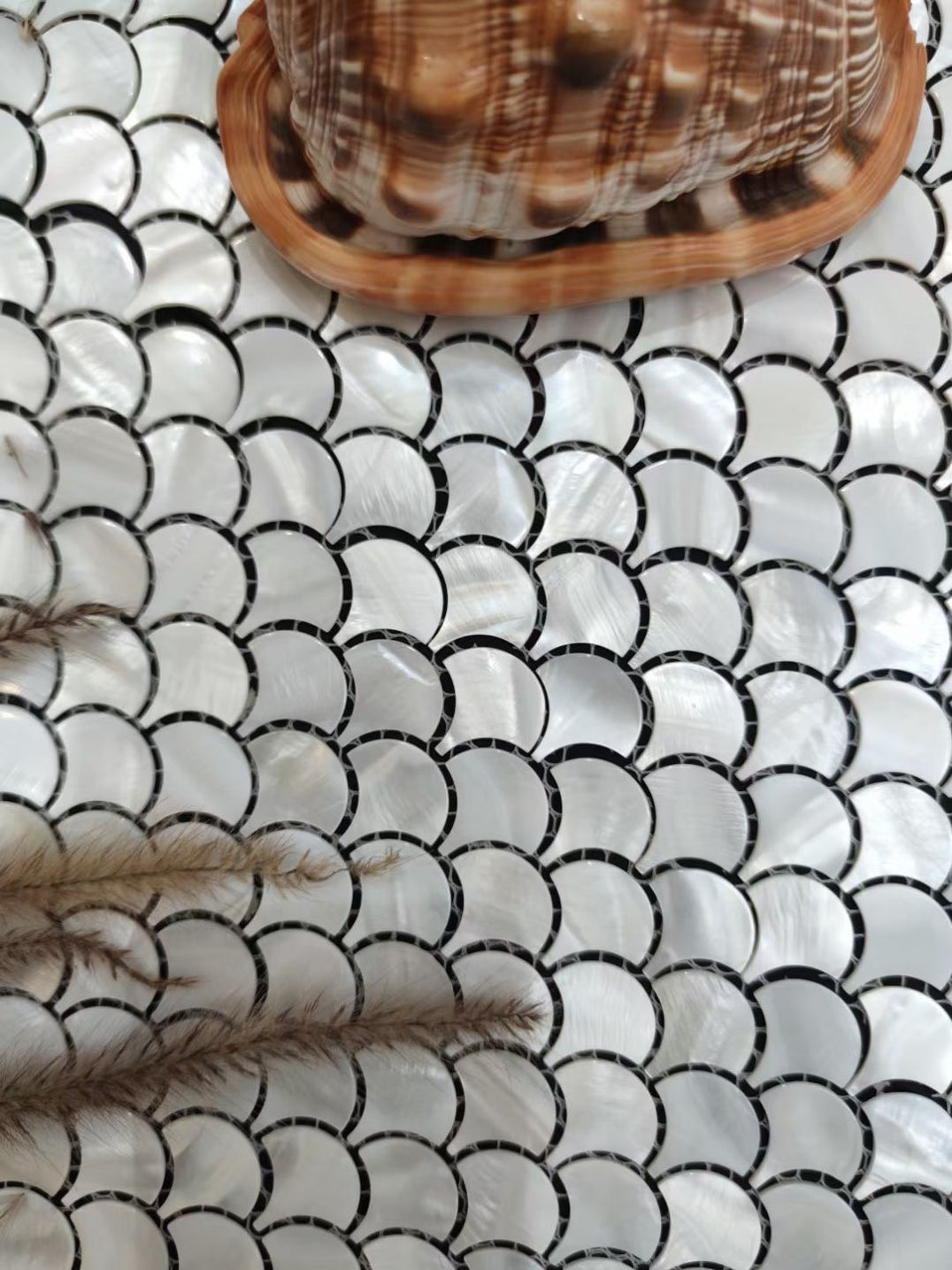 Fish Scale Shell Mosaic White Mother of Pearl Wall Backsplash Bathroom ...