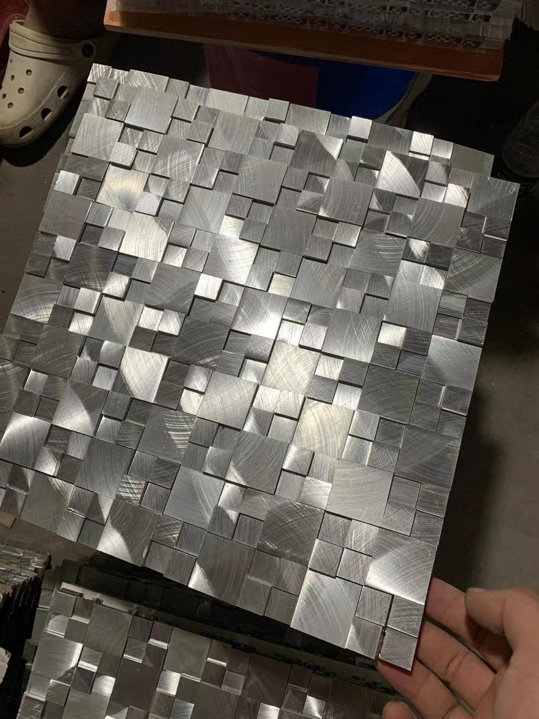 Brushed Silver Metal Mosaic Kitchen Wall Tile Backsplash SMMT114 Alumi ...