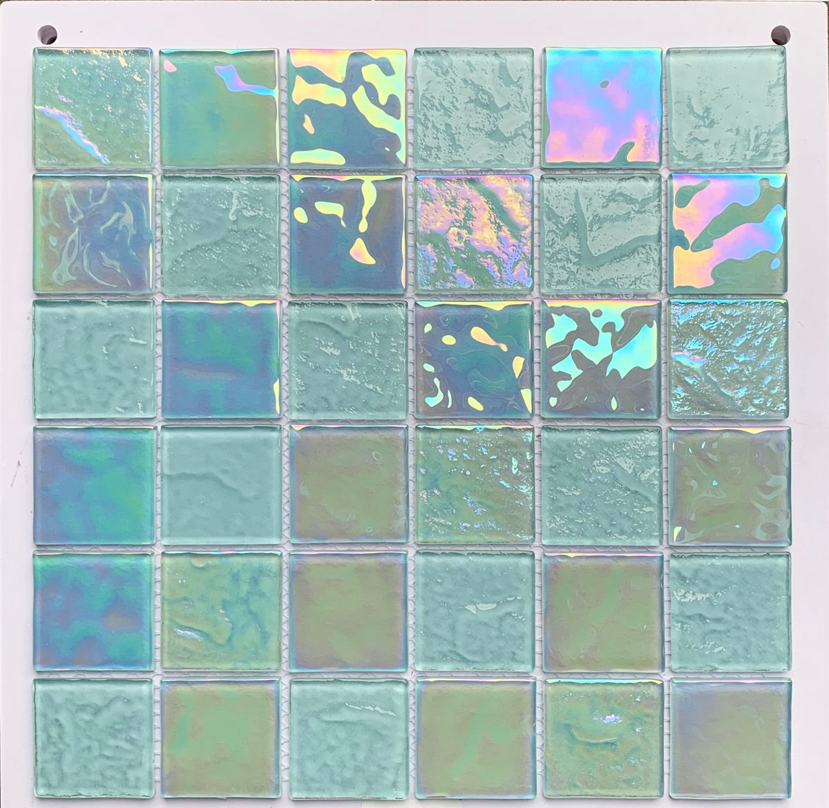 Iridescent stained glass mosaic kitchen backsplash CGMT9231 light blue ...