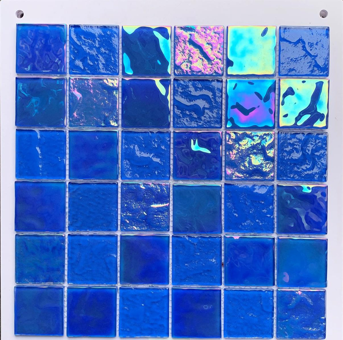 Iridescent stained royal blue glass mosaic backsplash CGMT9244 bathroo ...