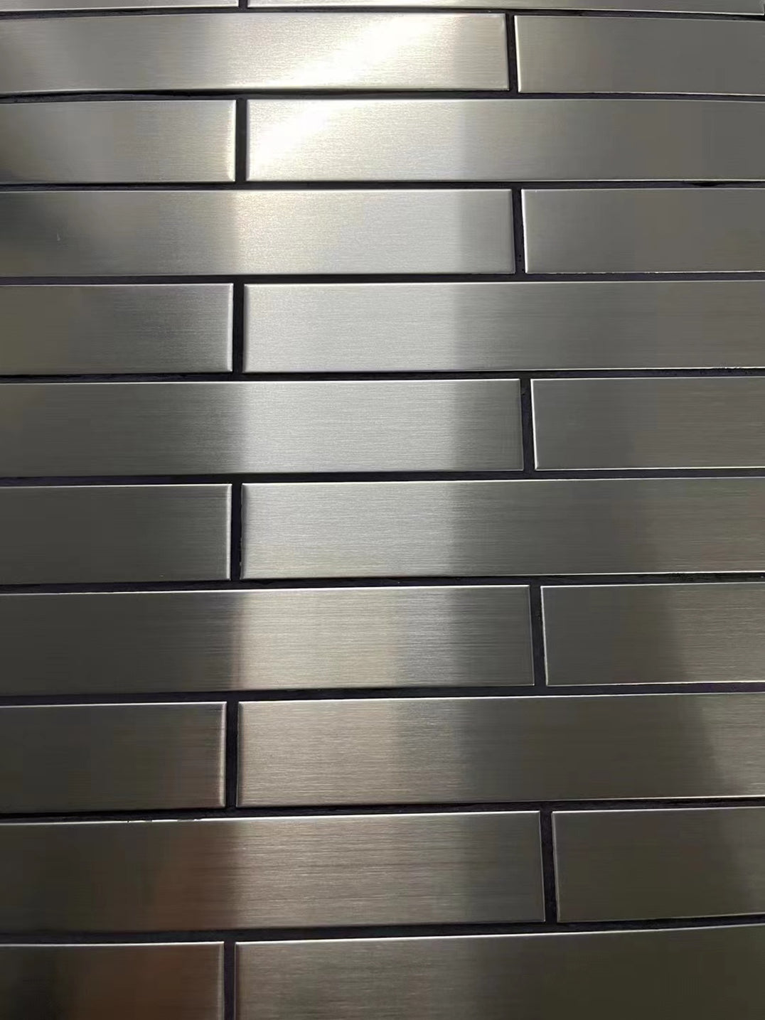 Subway Silver Brushed Metal Mosaic Kitchen Backsplash Bathroom Shower ...