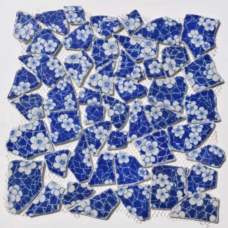 Blue White Flower Porcelain Mosaic Tile Backsplash PCMTYHS17 Ceramic B ...