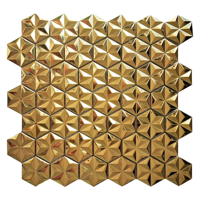 3D Gold Stainless Steel Metal Mosaic Kitchen Backsplash Wall Tile SMMT ...