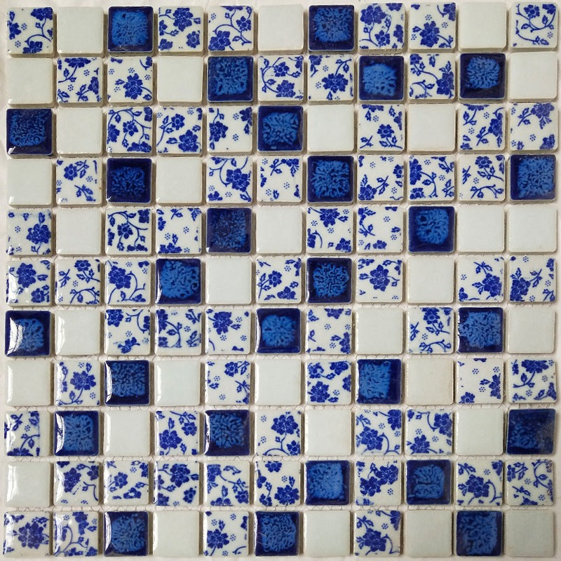Blue and White Porcelian Mosaic Kitchen Backsplash Bathroom Wall Floor ...