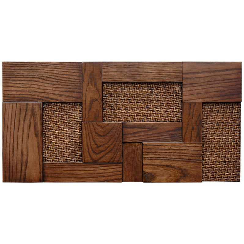 Natural Rattan Mix White Oak Solid Wood Mosaic Pattern Kitchen Wall Ba ...