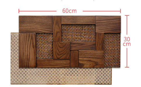 Natural Rattan Mix White Oak Solid Wood Mosaic Pattern Kitchen Wall Ba ...