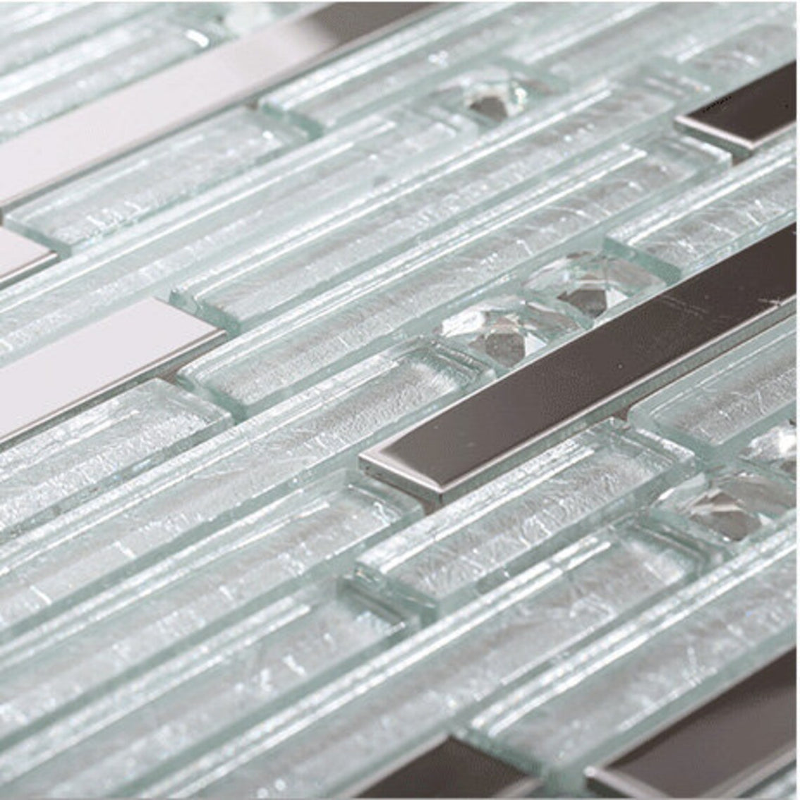 Crystal Glass Stainless Steel Backsplash Tiles SSMT09071 Kitchen Wall ...
