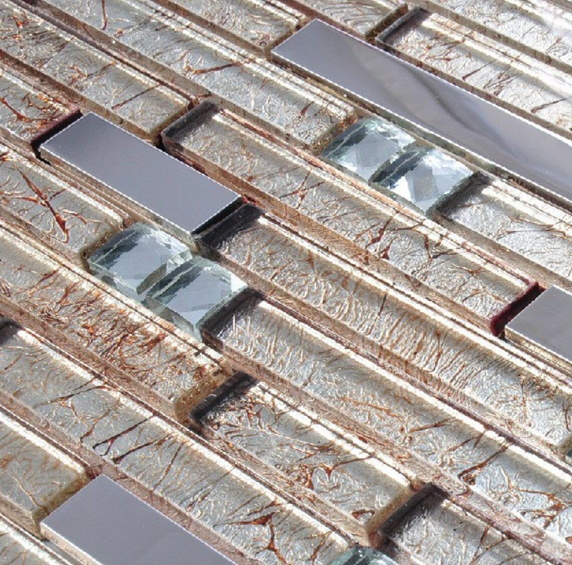 Stainless steel mix glass mosaic kitchen backsplash SSMT134 glass mix ...