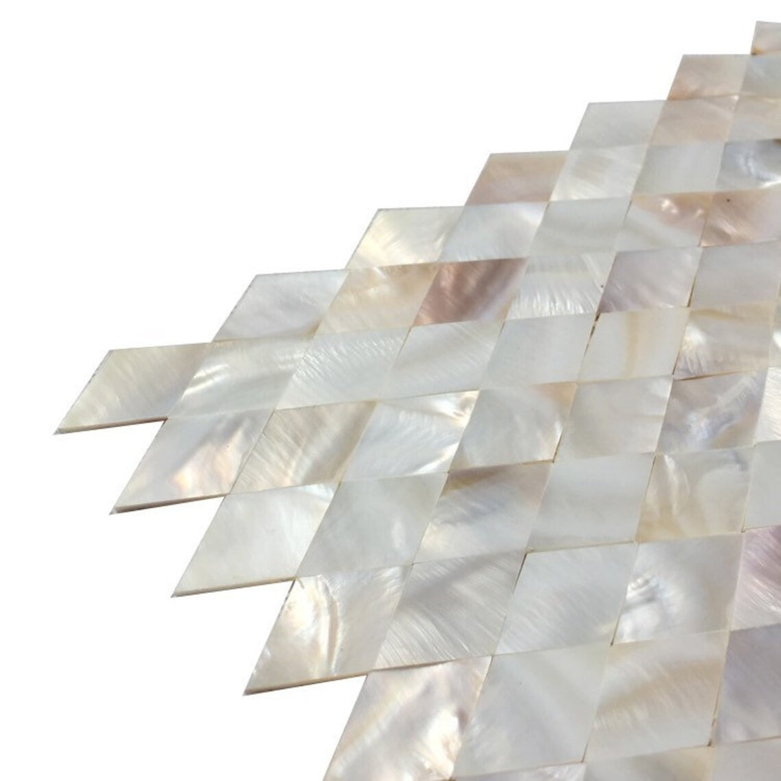 Seamless White Mother of pearl tile backsplash MOP19017 Rhombus Diamon ...