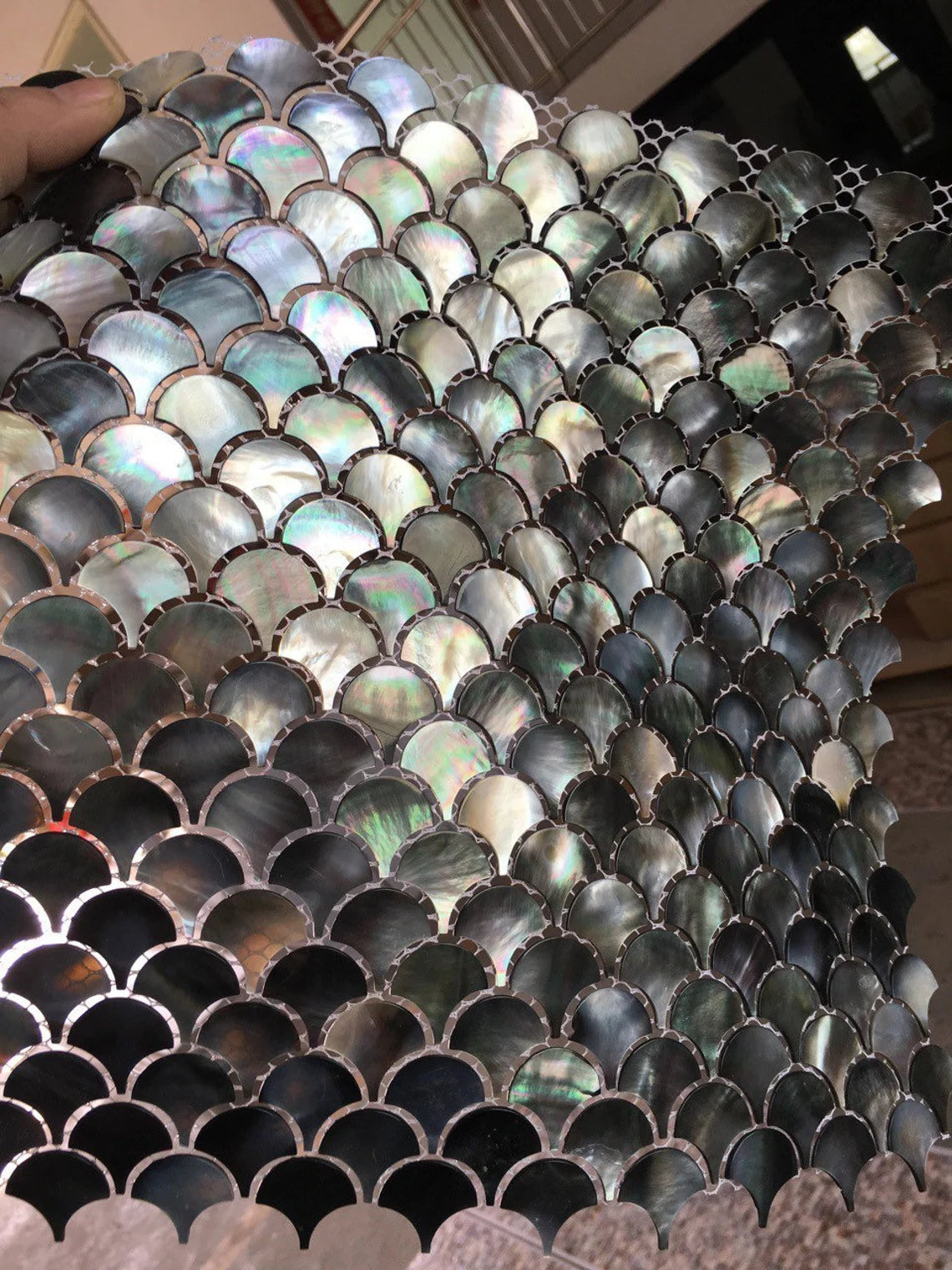 Black Lip Fish Scale Shell Mosaic Mother of Pearl Tile Kitchen Backspl ...