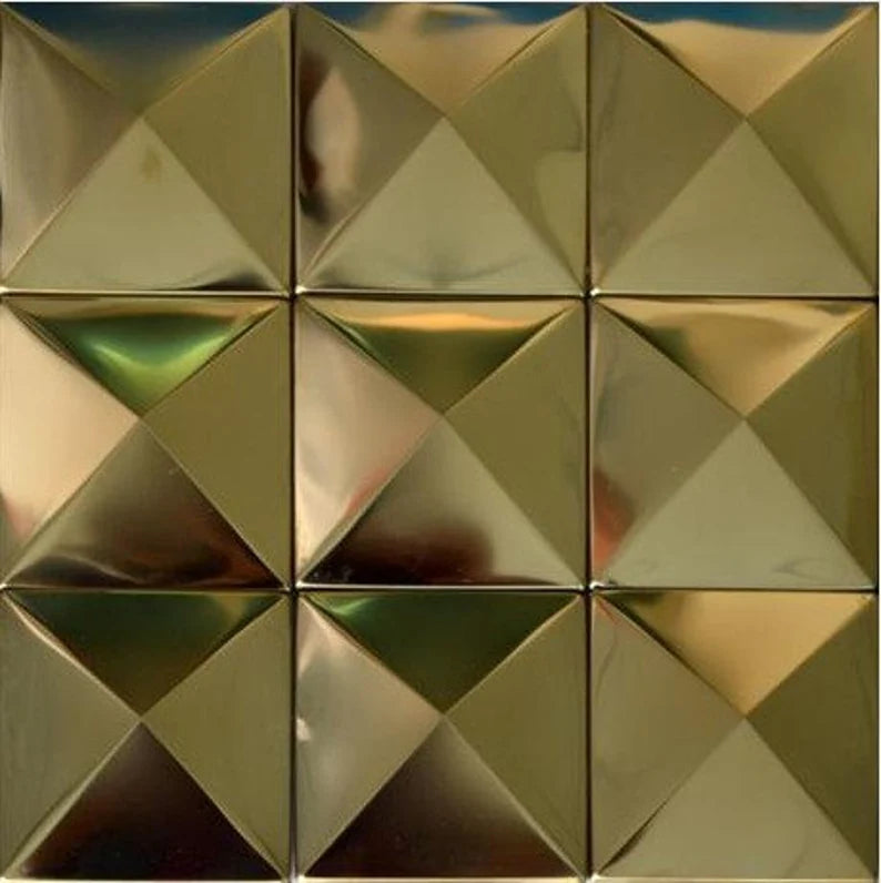 Pyramid gold metal mosaic wall tile SMMT007 golden stainless steel wal ...
