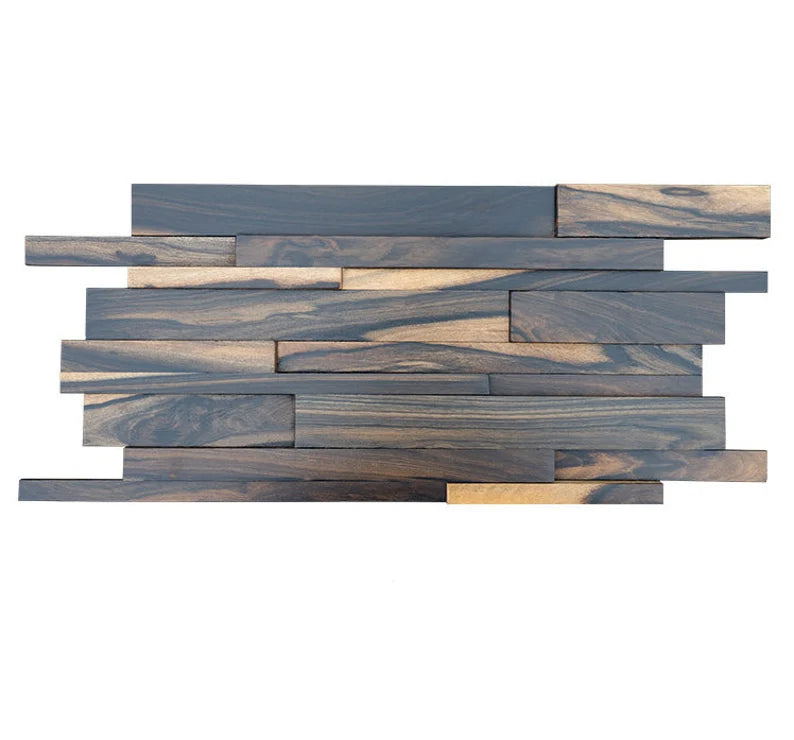 Interlocking Natural Wood Mosaic Wallboard Backsplash 3D Wooden Wall T ...