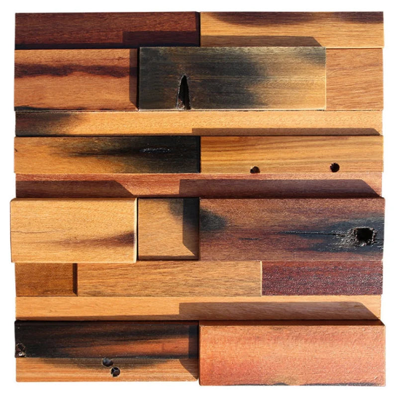 Ancient Boat Wood Mosaic 3D Pattern Panel Solid Wooden Wall Tile Backs ...