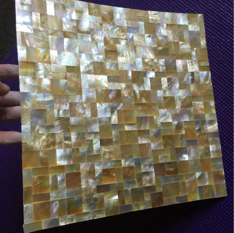 Groutless Seamless Luxury Gold Lip Shell Mosaic Mother of Pearl Kitche ...