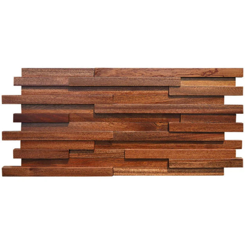 Interlocking Natural Wood Wall Tile 3D Solid Wooden Pattern Panel Mosa ...