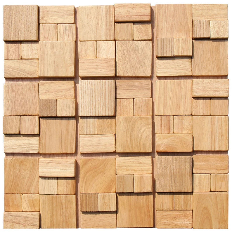 Ancient Solid Wood Mosaic Backsplash 3D Pattern Panel Wooden Wall Tile ...