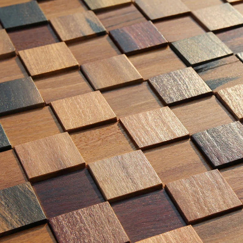 Ancient Boat Wood Mosaic Tile 3D Pattern Panel Solid Wooden Wall Backs ...