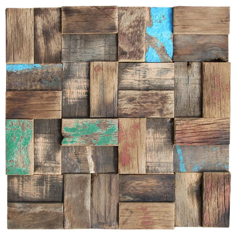 Ancient Boat Painted Wood Backsplash Tiles 3D Pattern Panel Solid Wood ...