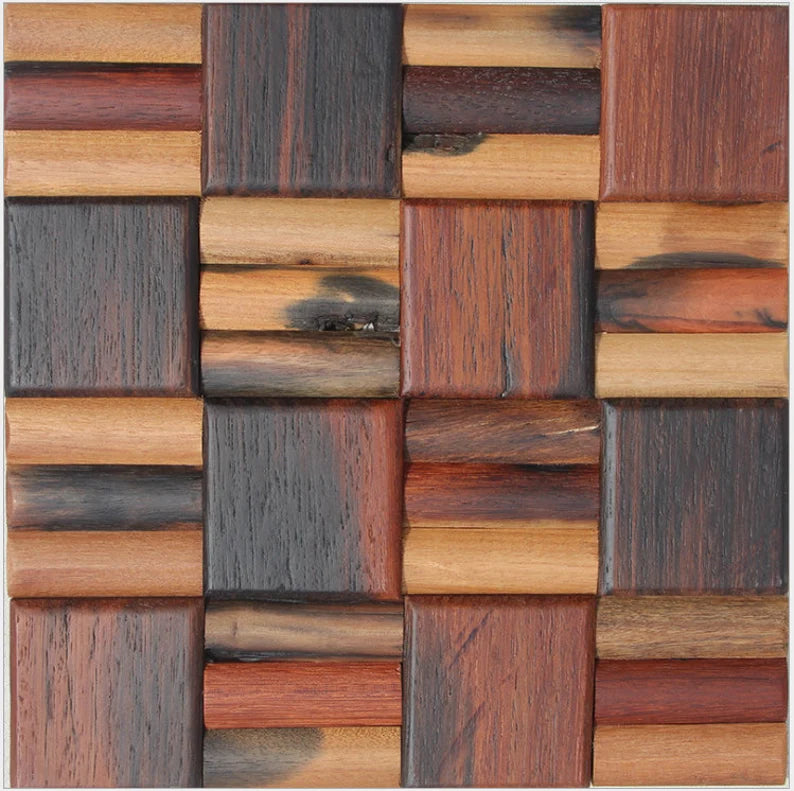 Natural Wood Tile Backsplash 3D Pattern Panel Ancient Boat Wooden Mosa ...