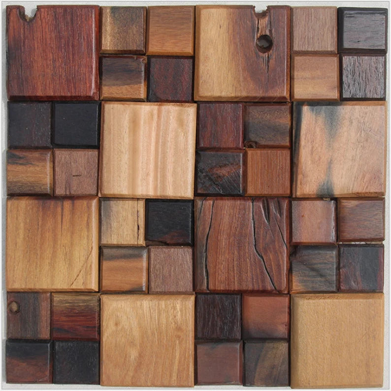 Ancient Boat Wood Wall Tile Backsplash 3D Pattern Panel Wooden Mosaic ...