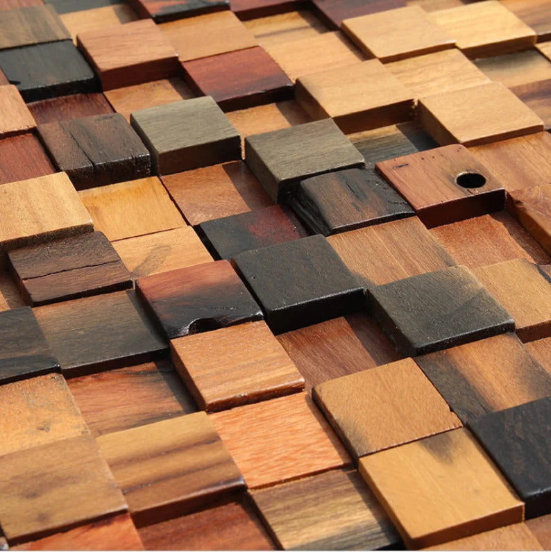 Ancient Boat Wood Wall Tile 3D Pattern Panel Solid Wooden Mosaic Backs ...