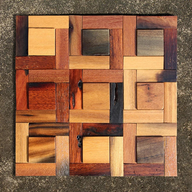 Ancient Boat Wood Tile Backsplash 3D Pattern Panel Wooden Mosaic Wall ...