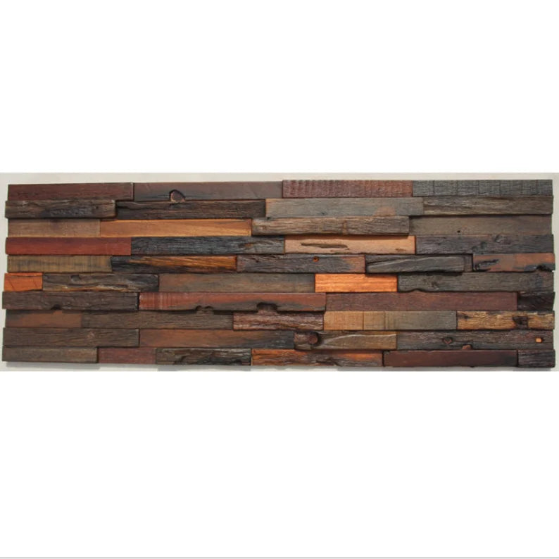 Brick Interlocking Wooden Mosaic Wall Tile 3D Pattern Panel Ancient Bo ...